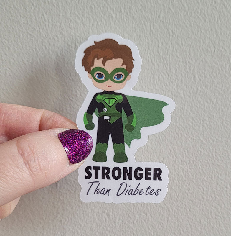 Stronger than Diabetes superhero boy Sticker – Pimp My Diabetes