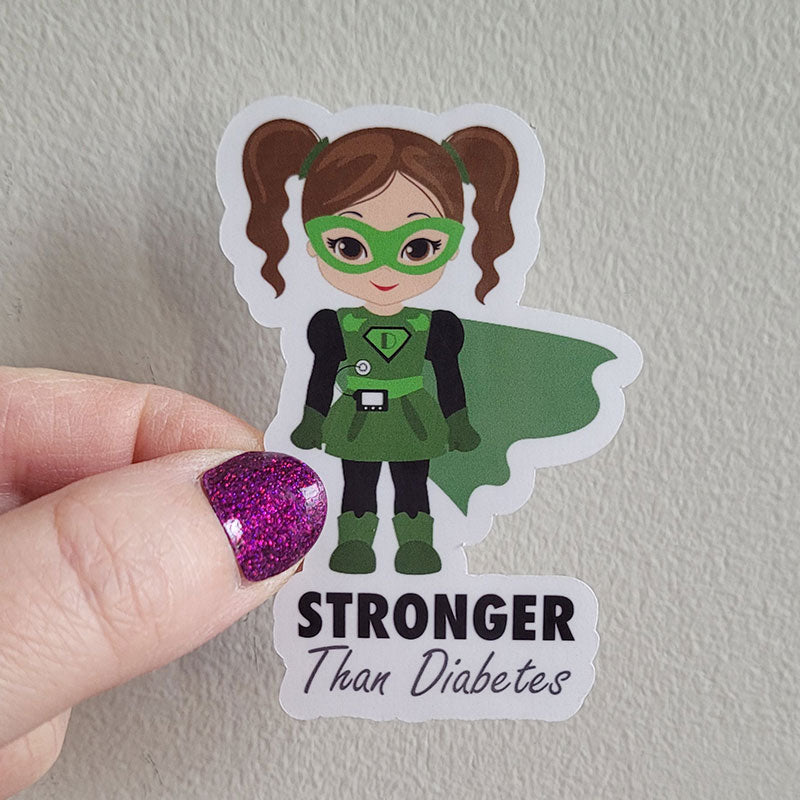 Stronger than Diabetes superhero girl Sticker – Pimp My Diabetes